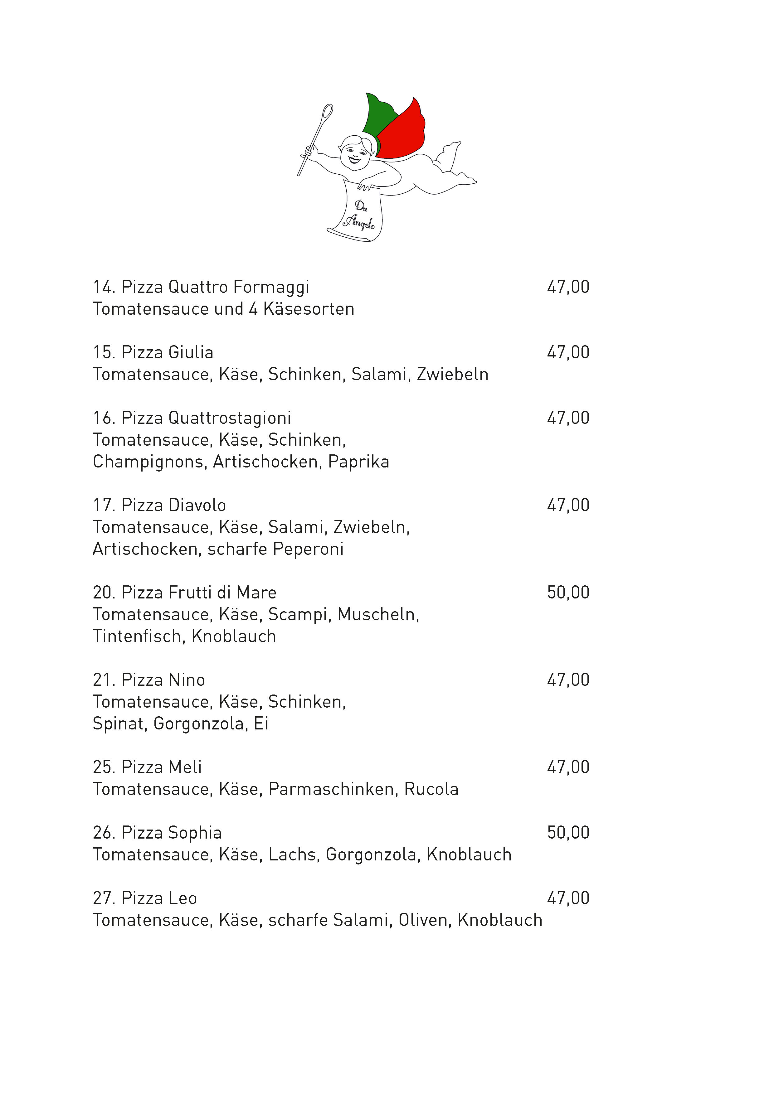 Ristorante Da Angelo - Speisekarte