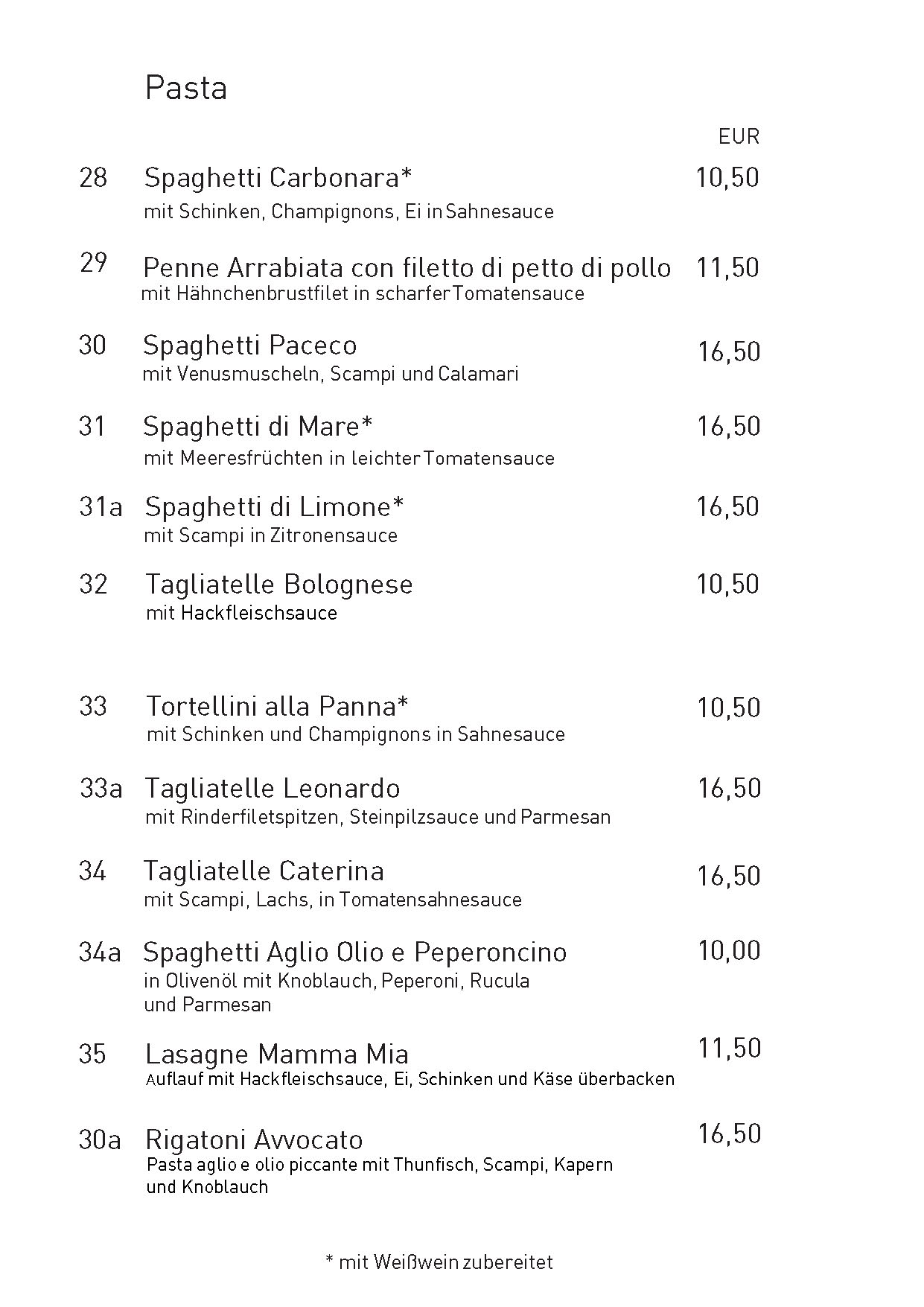 Ristorante Da Angelo - Speisekarte